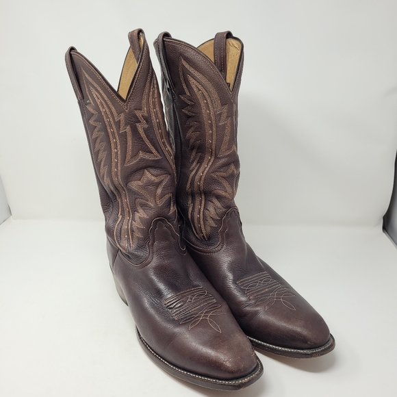 Nocona | Shoes | Nocona Dark Chocolate Brown Leather Almond Toe Western ...